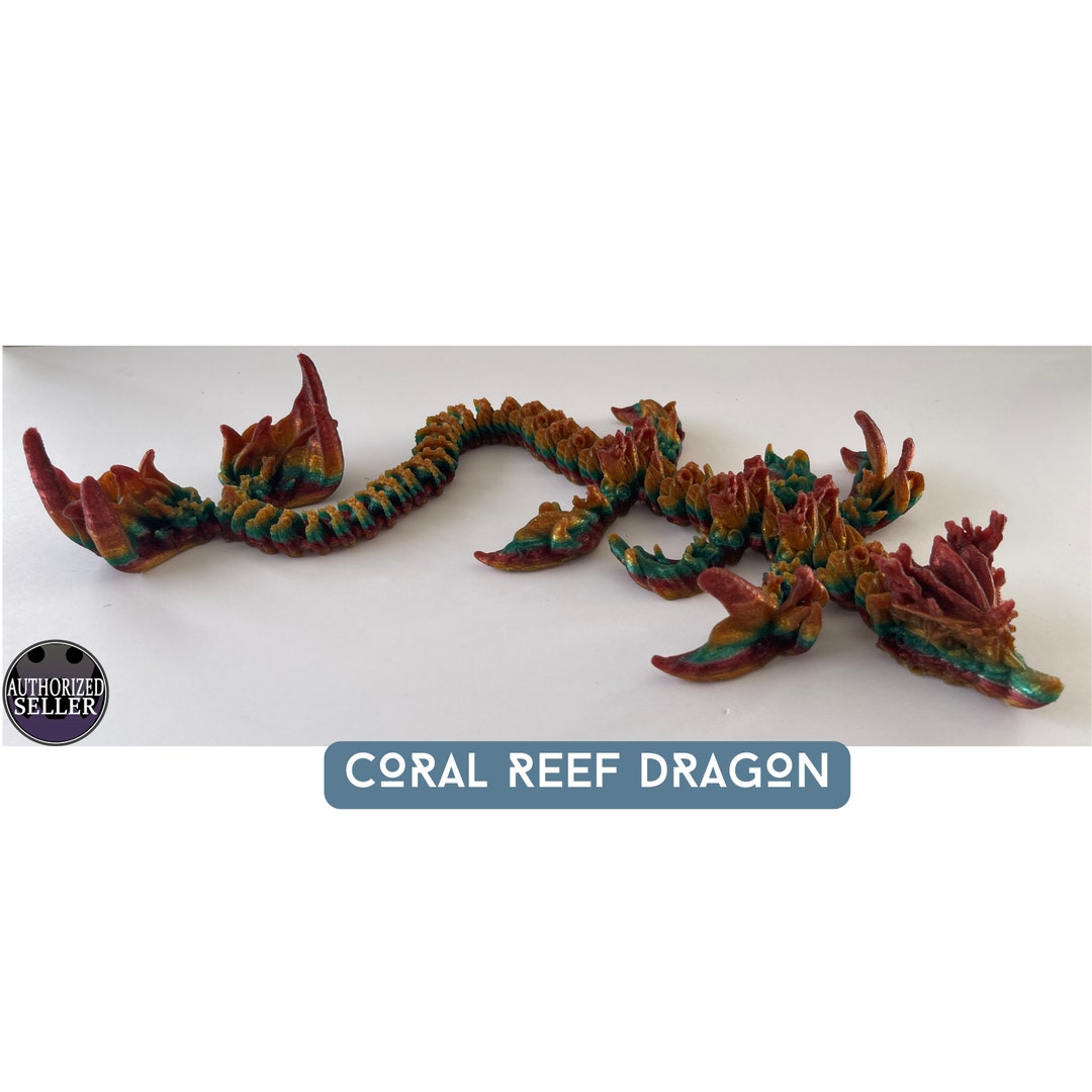 Coral Reef Dragon | 3D Printed Articulated Dragon | Fidget Dragon - Etsy