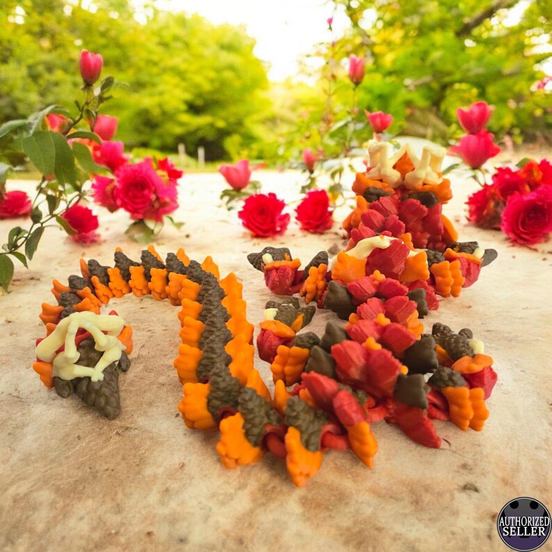 Autumn Dragon | 3D Printed Articulated Dragon | Fidget Dragon - Etsy