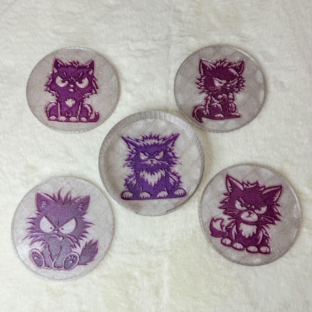 Angry Cat Coasters | 3D Printed Coasters | Animal Coasters - Etsy