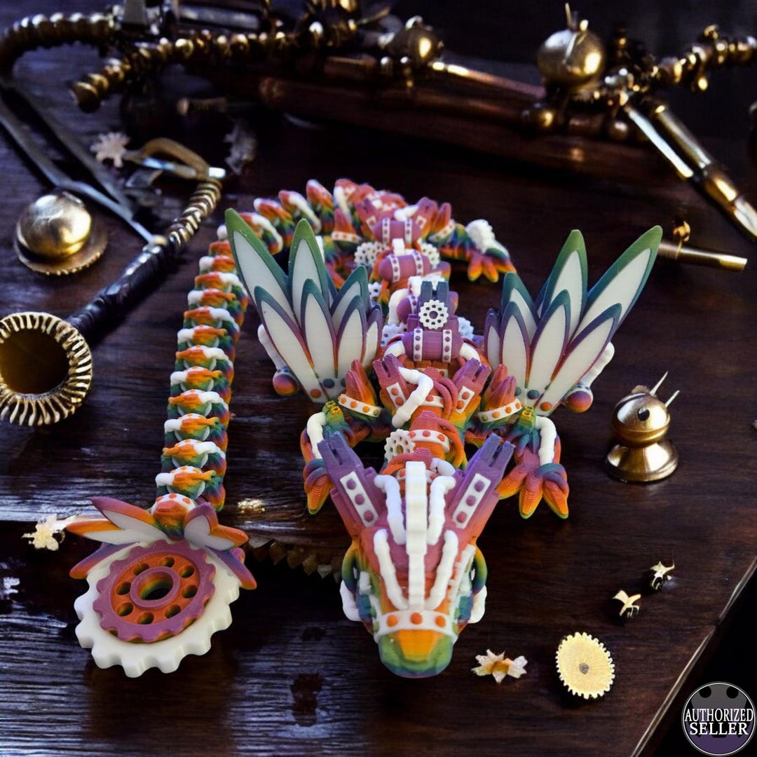 Steampunk Dragon W/wings | 3D Printed Articulated Dragon | Fidget ...