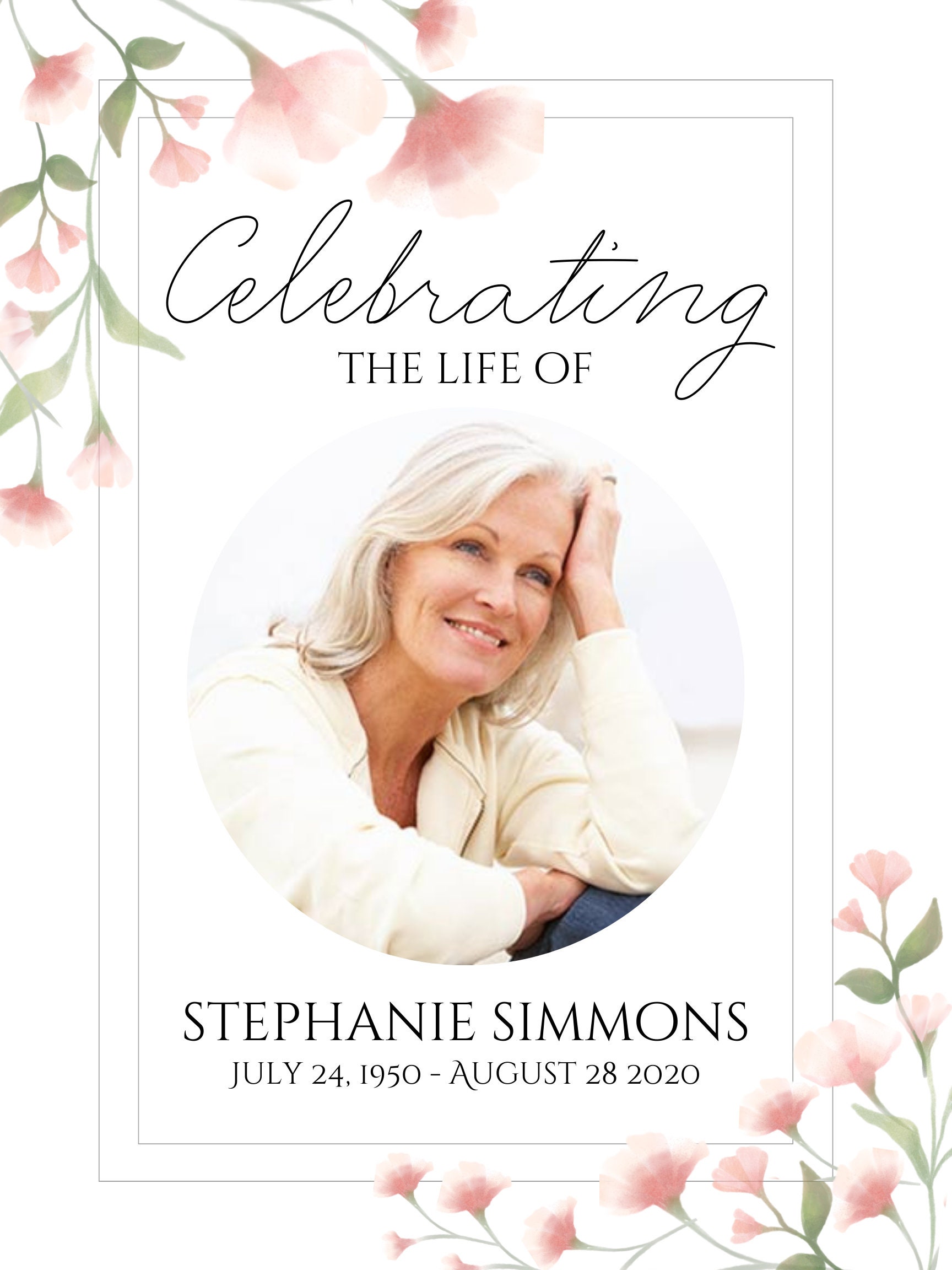 Editable Funeral Welcome Sign Poster Celebration of Life Custom ...