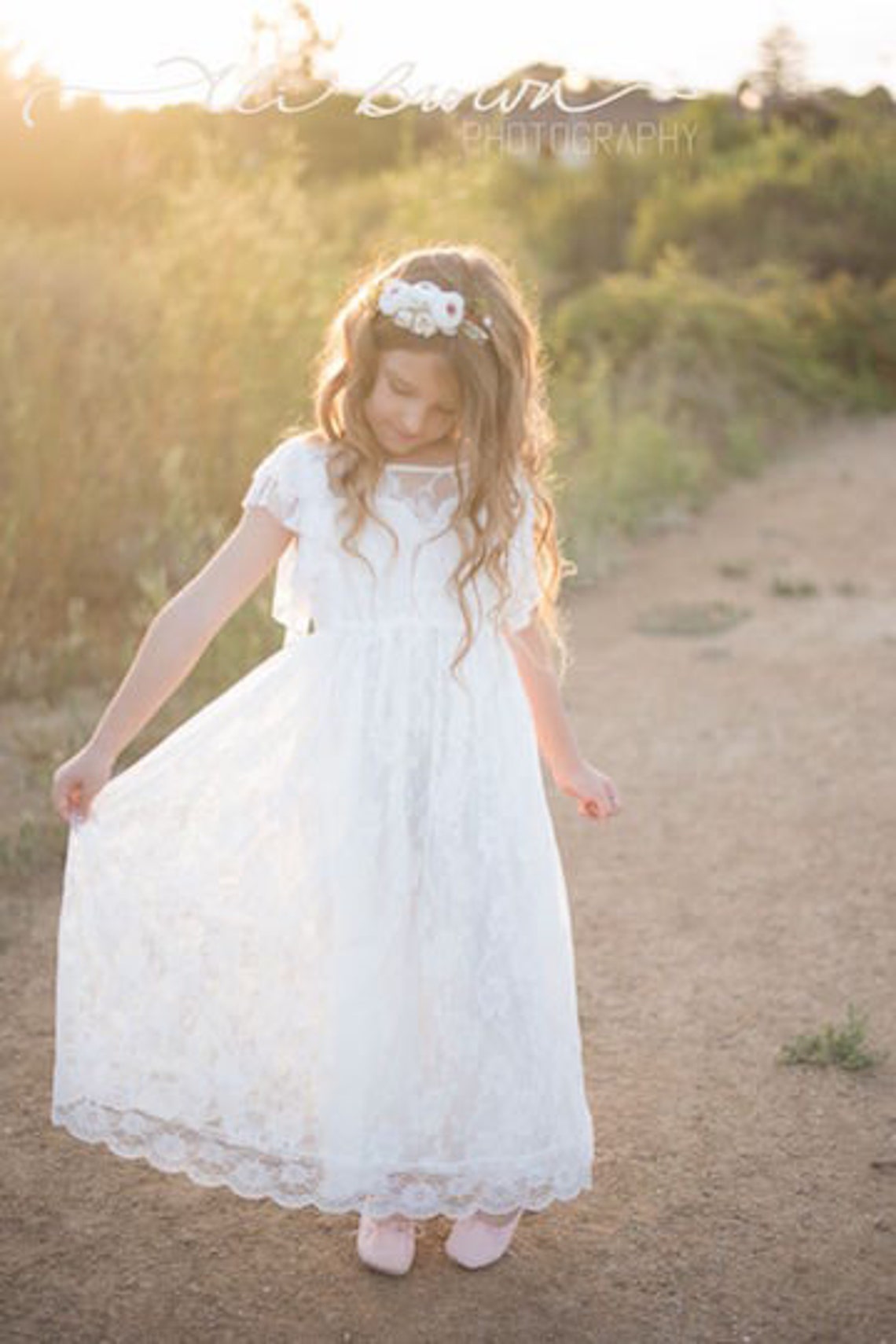 Open Back Flower Girl Dress, Open Back Lace Flower Girl Dress, Lace ...
