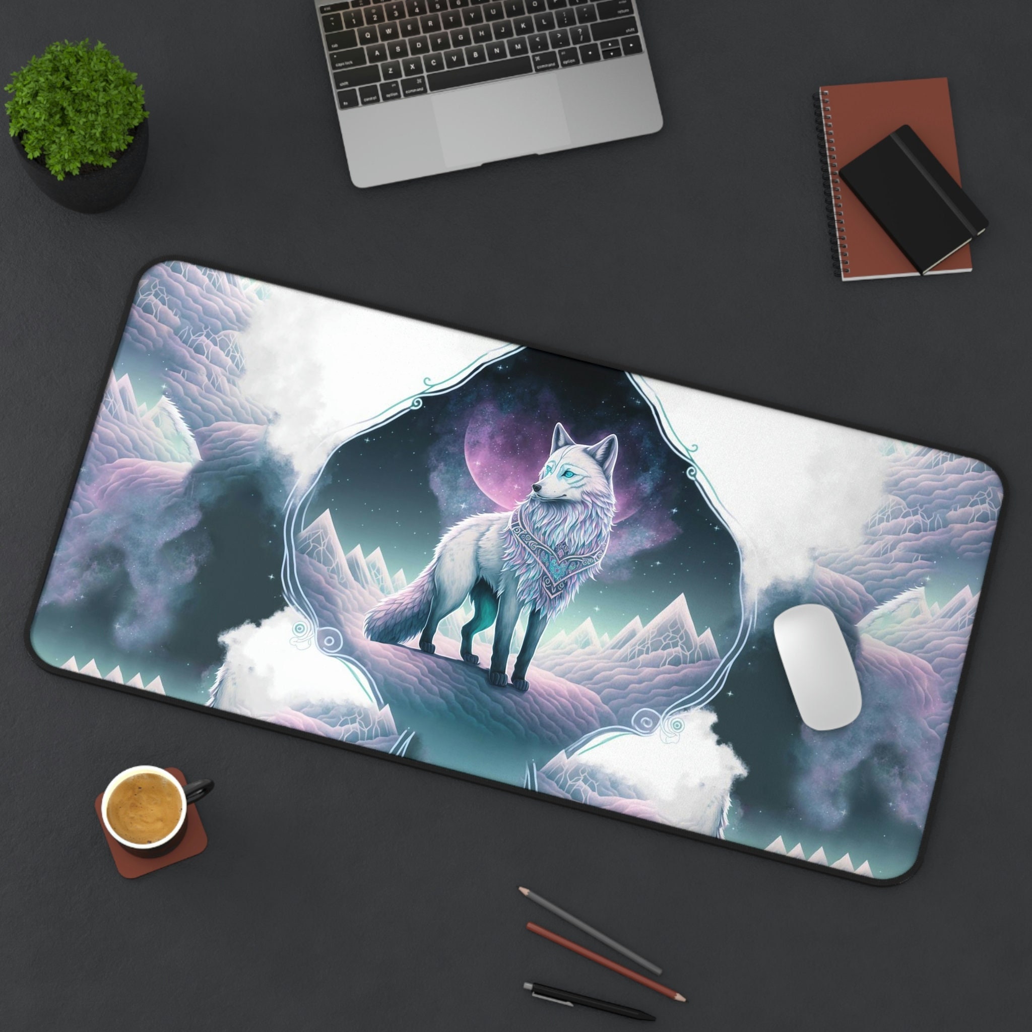Aurora Arctic Fox Mouse Pad Teal Dnd Mousepad Dnd Desk Mat Dnd Gifts ...