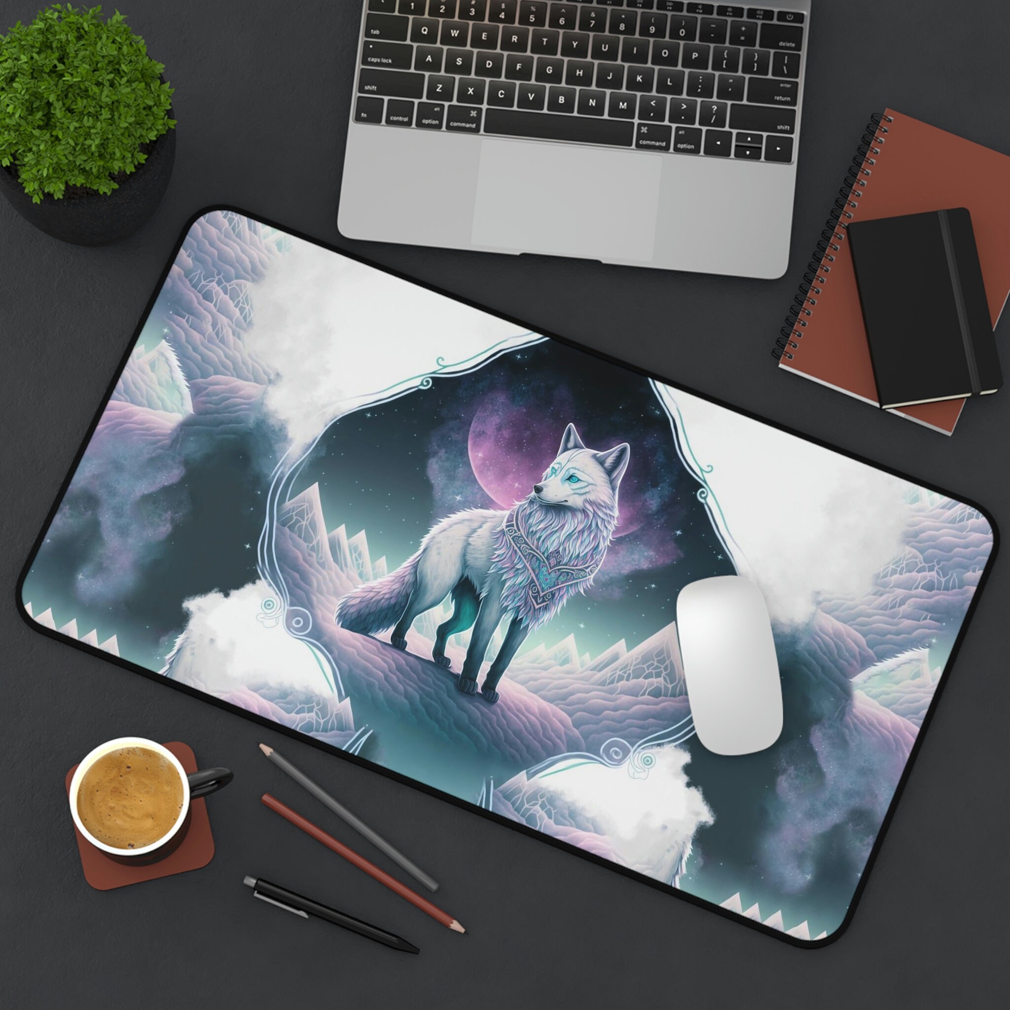 Aurora Arctic Fox Mouse Pad Teal Dnd Mousepad Dnd Desk Mat Dnd Gifts ...