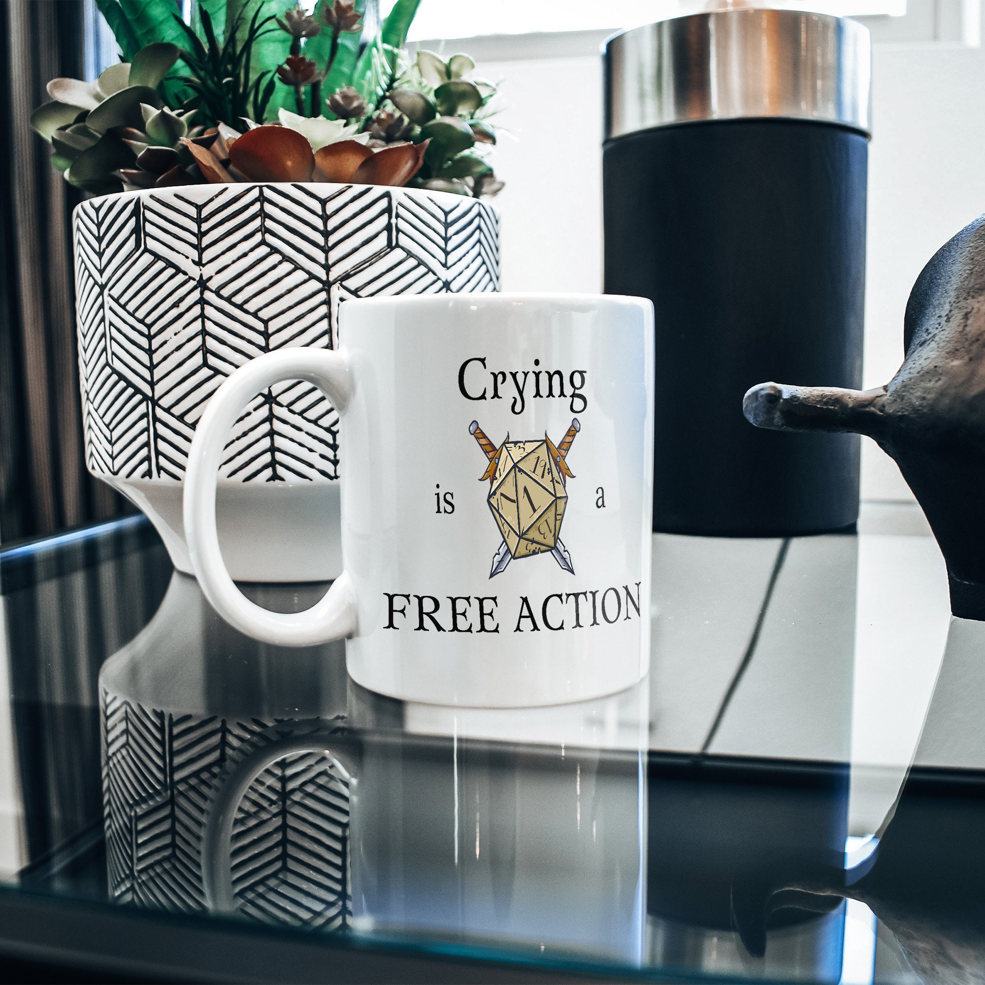 Crying is a Free Action DM Mug D20 Dice Mug D20 Coffee Mug - Etsy