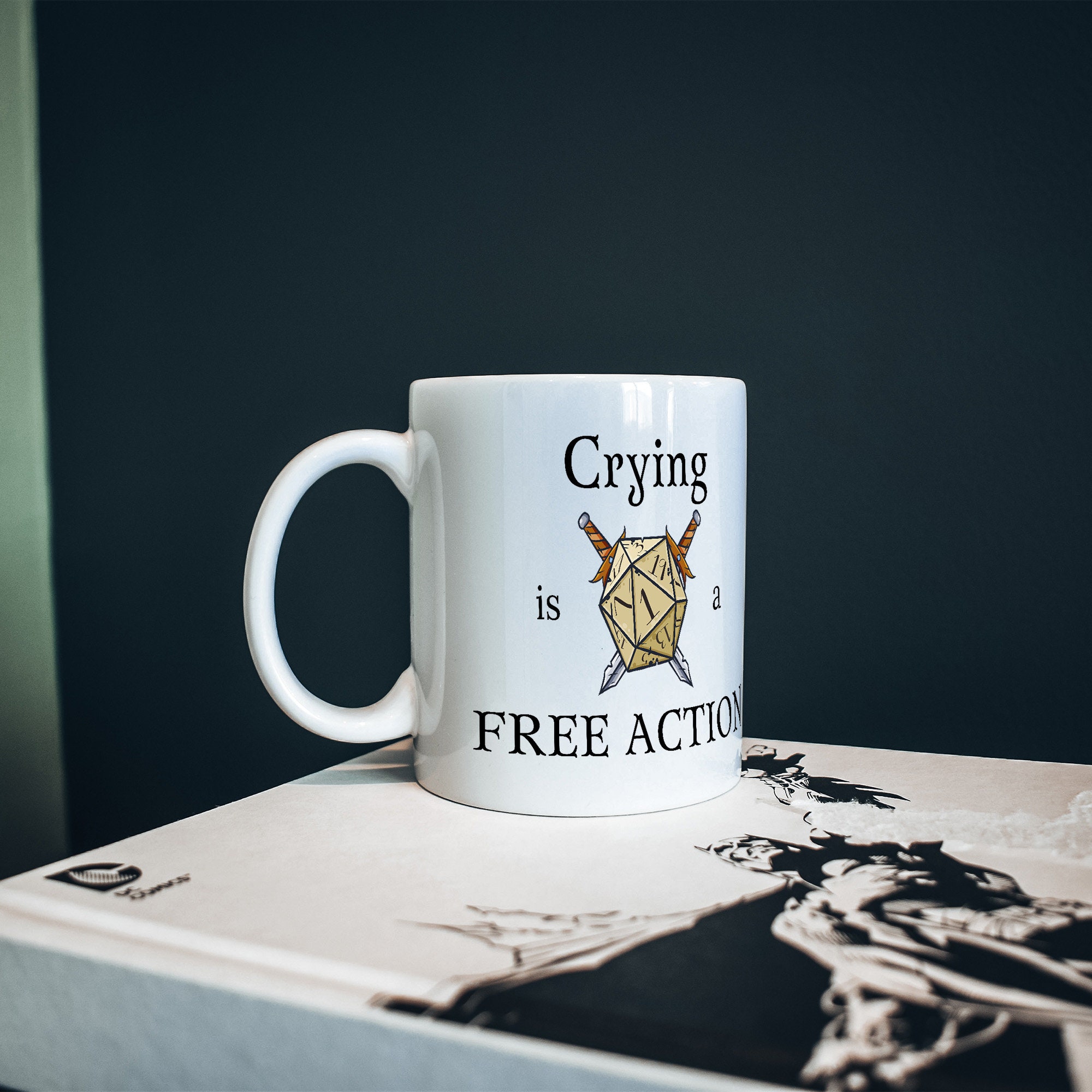 Crying is a Free Action DM Mug D20 Dice Mug D20 Coffee Mug - Etsy