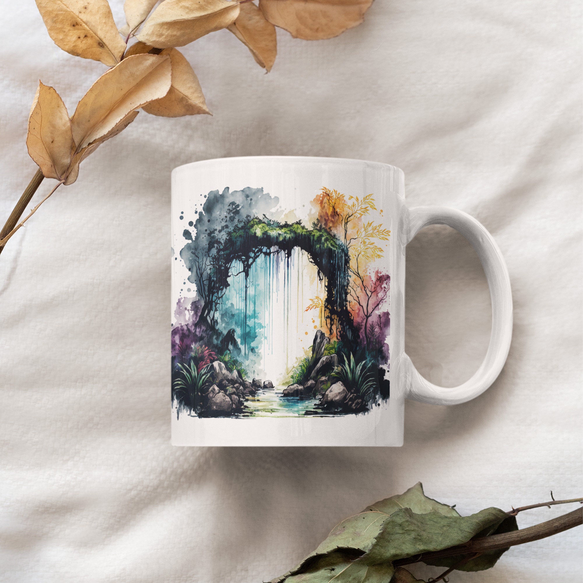 Watercolor Jungle Cruise Ceramic Mug Ai Illustration Mug - Etsy