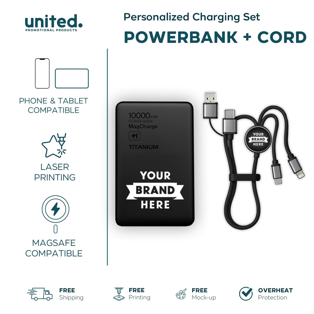 Personalized Portable Charger Set, Company Logo Bulk Order Portable ...