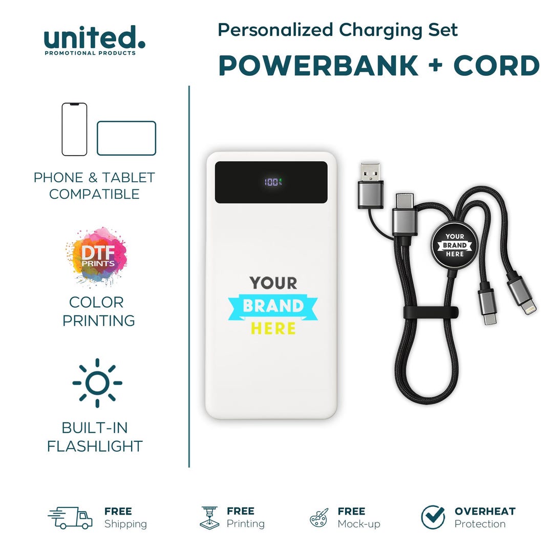 Personalized Portable Charger Set, Company Logo Bulk Order Portable ...