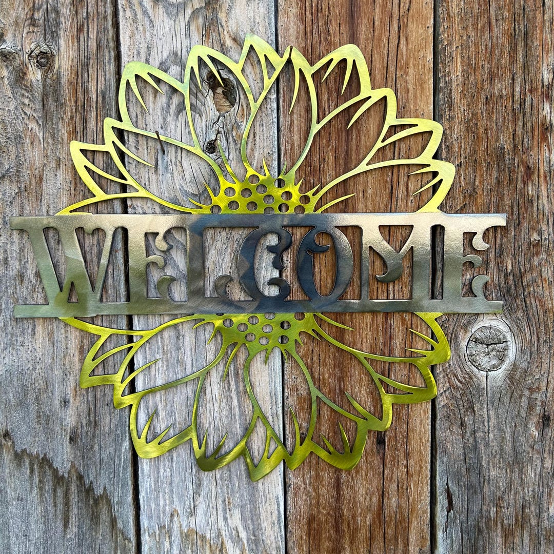 Welcome Sunflower Metal Sign | Customizable Metal Signs - Etsy