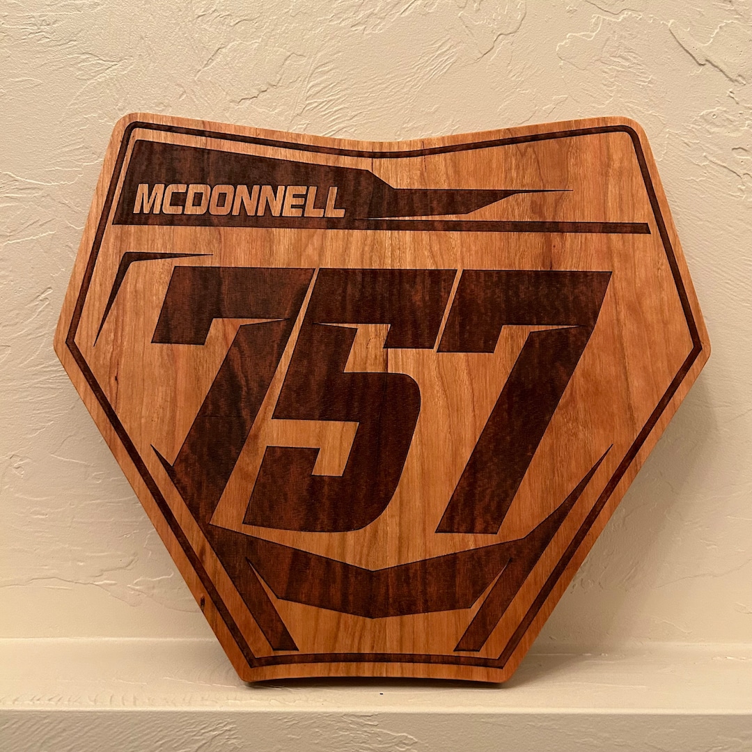 Motocross Number Plate Wooden Sign | Customizable Wood and Edge Options ...