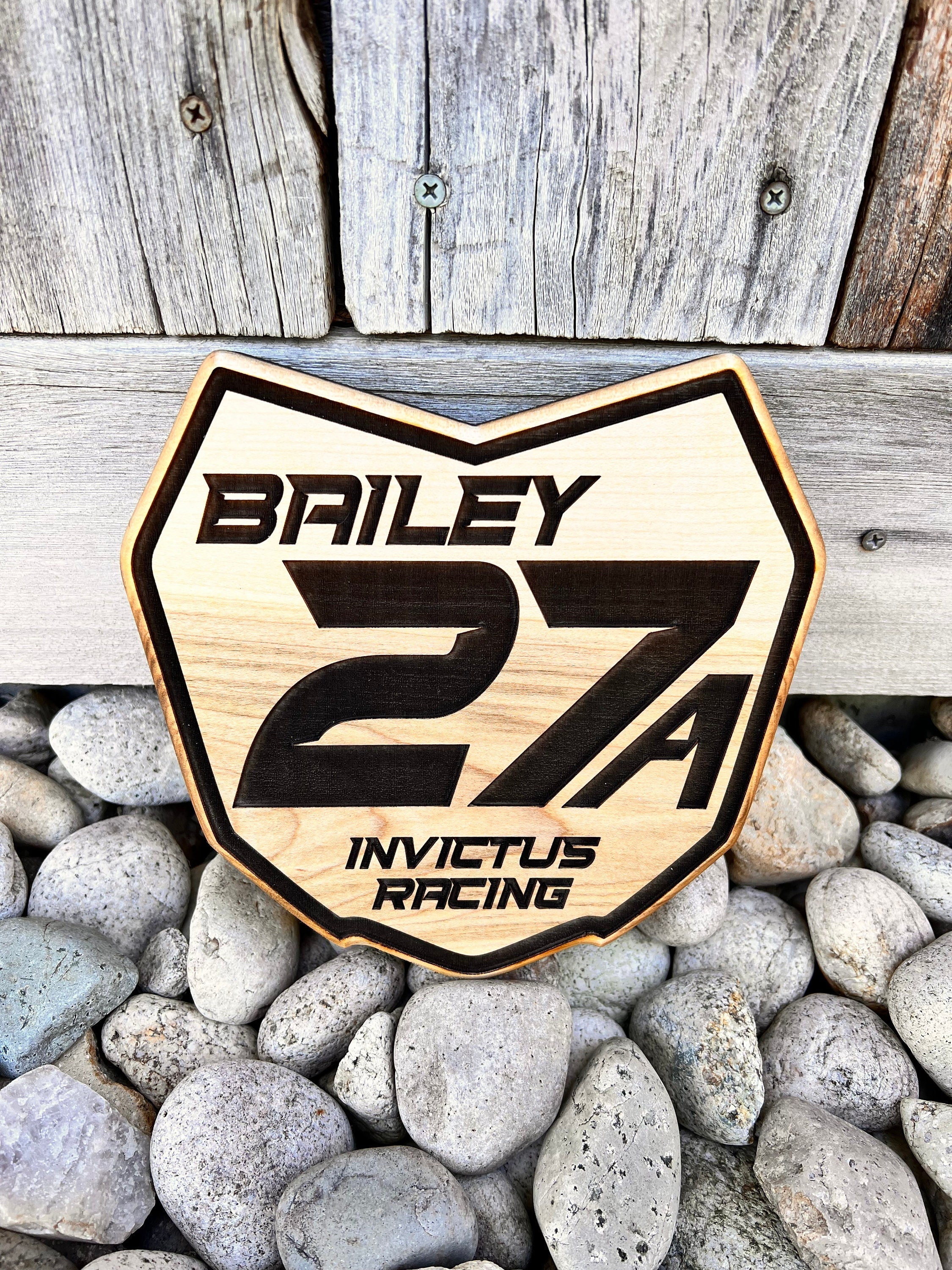 Motocross Number Plate Wooden Sign Customizable Wood and Edge Options ...