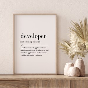 Digital Developer Definition Print Wall Art Poster Downloadable Computer Science Software ...