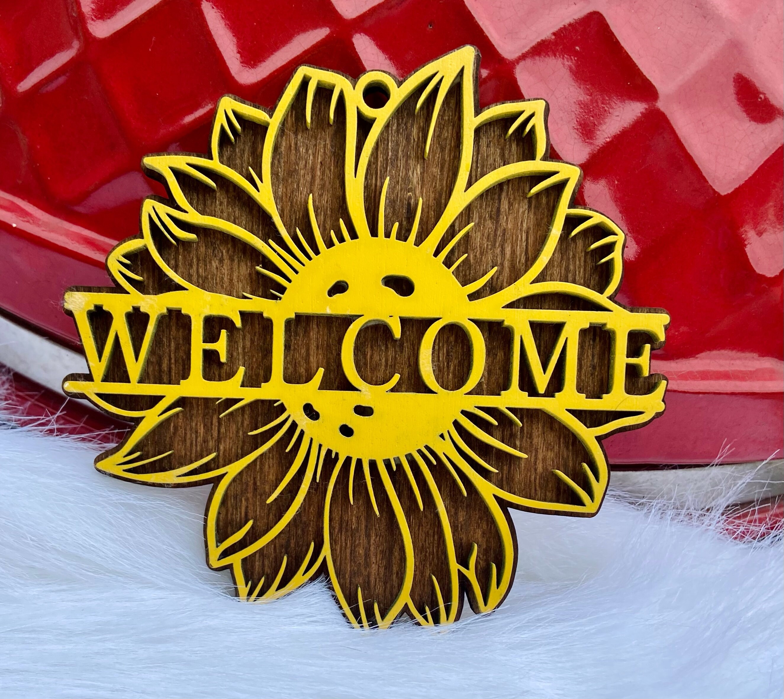 Sunflower Welcome Sign || Laser Cut Wooden Welcome Sign - Etsy