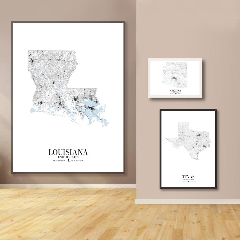 Michigan State Road Map Digital Download, Black and White Print Design ...