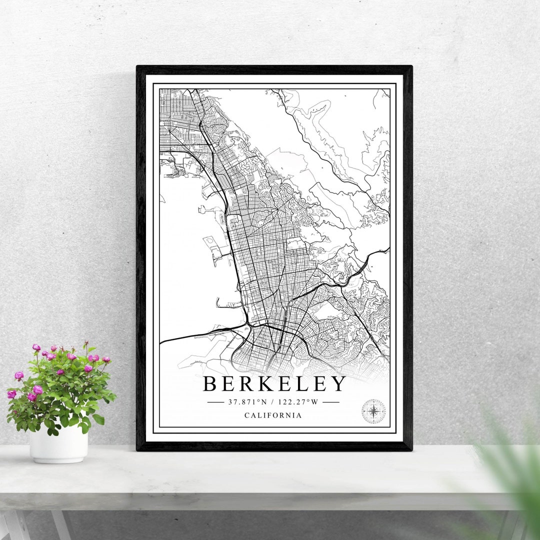Berkeley City Map Digital Download Black and White Print Design of ...