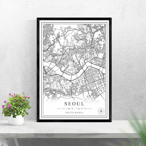 Seoul Map Drawing - Etsy