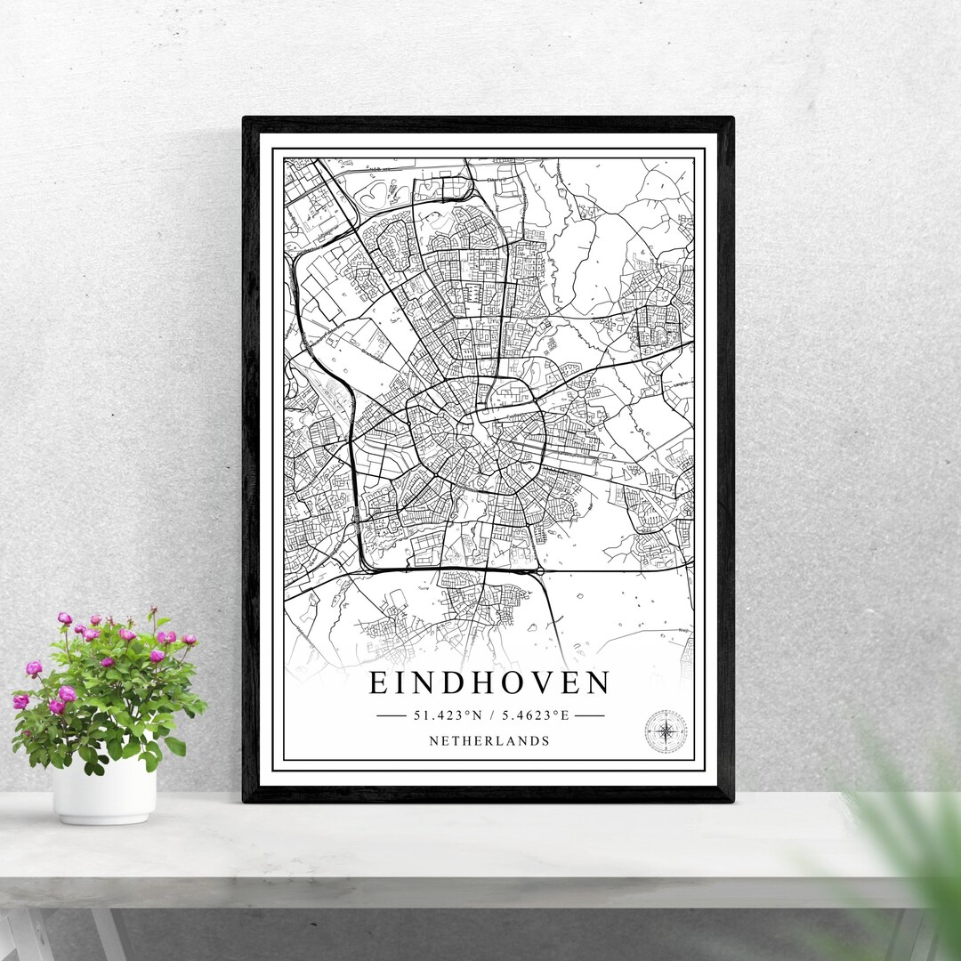 Eindhoven City Map Digital Download Black and White Print Design of ...