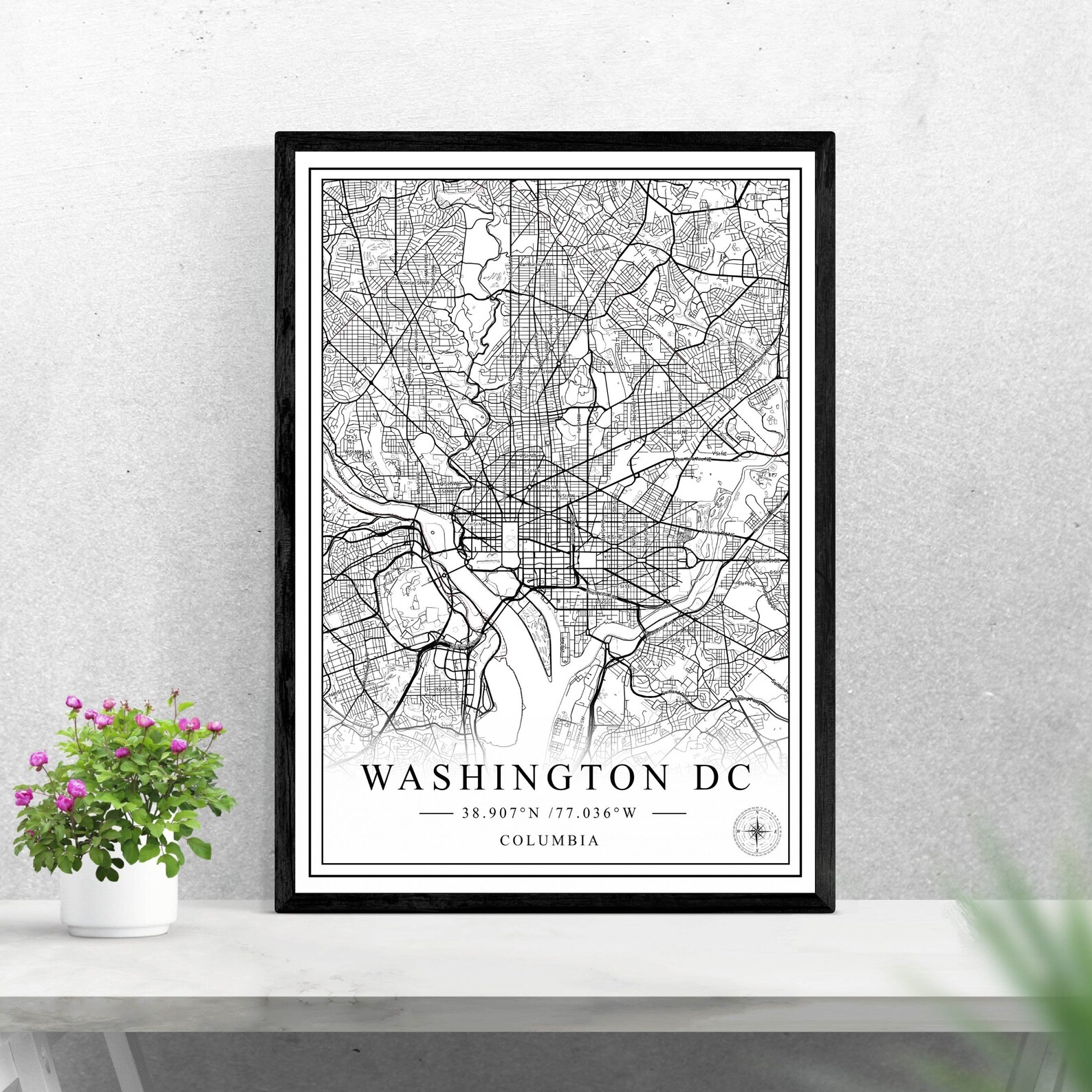 Washington, D.C. City Map Digital Download Black and White Print Design ...