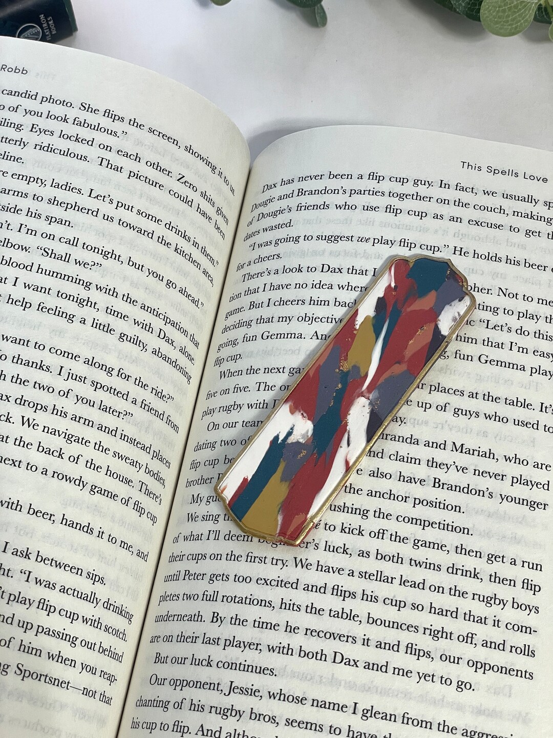 Gold Bordered Colorful Polymer Clay Bookmark Everyday Bookmark Unique ...