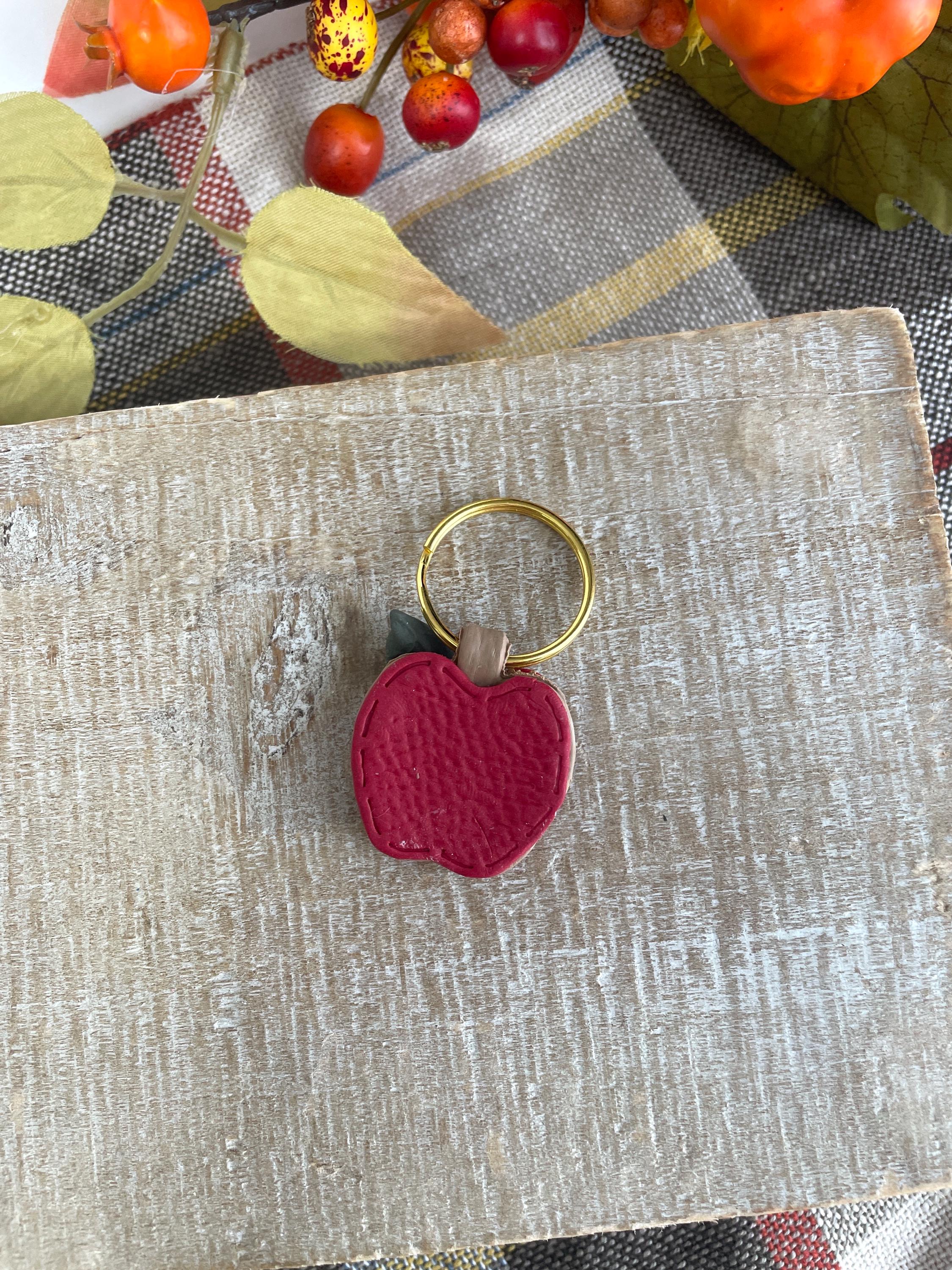 Apple Keychain Polymer Clay Keychain Faux Leather Apple Polymer Clay ...