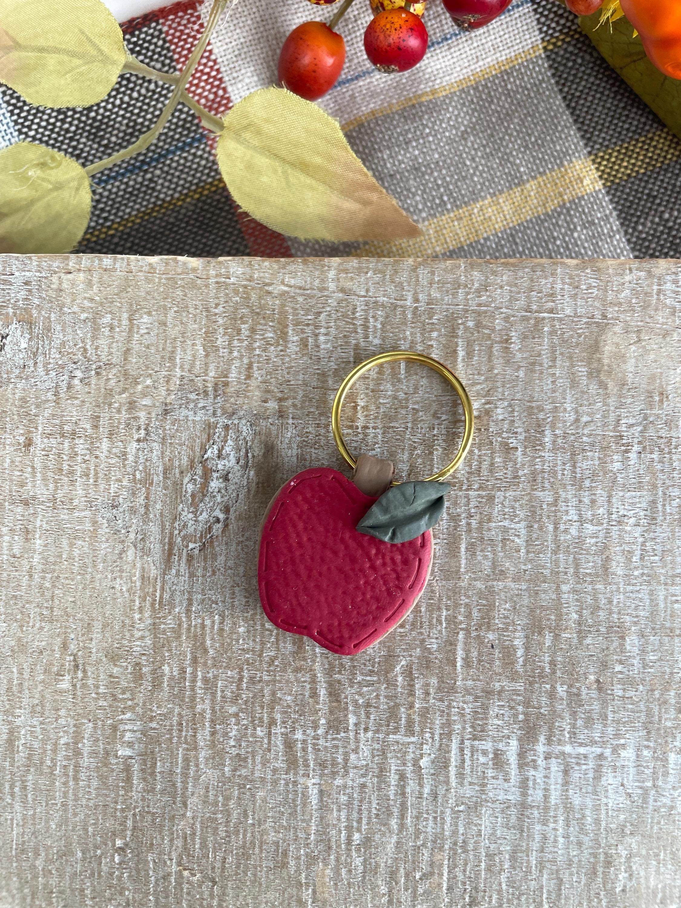 Apple Keychain Polymer Clay Keychain Faux Leather Apple Polymer Clay ...