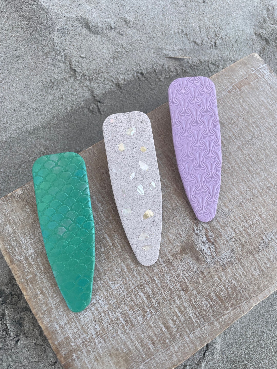 Beachy Barrettes Polymer Clay Clay Accessories Polymer Clay Hair Clips ...