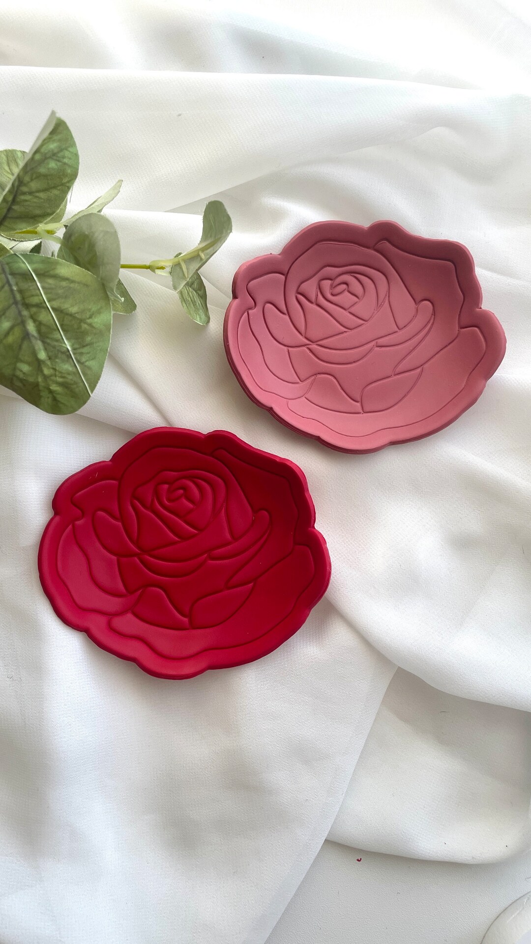 Rose Jewelry Dish Polymer Clay Dish Flower Jewelry Tray Rose Trinket ...