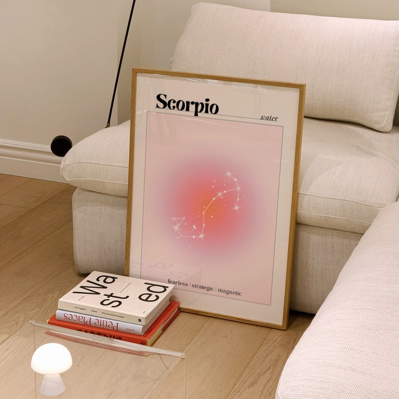 Scorpio Poster, Pastel Pink Aura Print, Y2K Aesthetic Wall Art, Gift ...