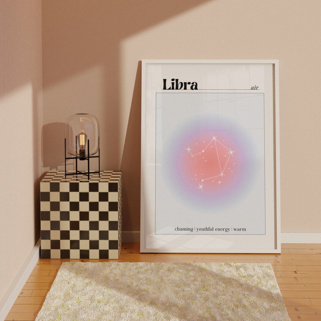 Libra Poster, Pastel Blue Aura Print, Y2K Aesthetic Wall Art, Gift for ...