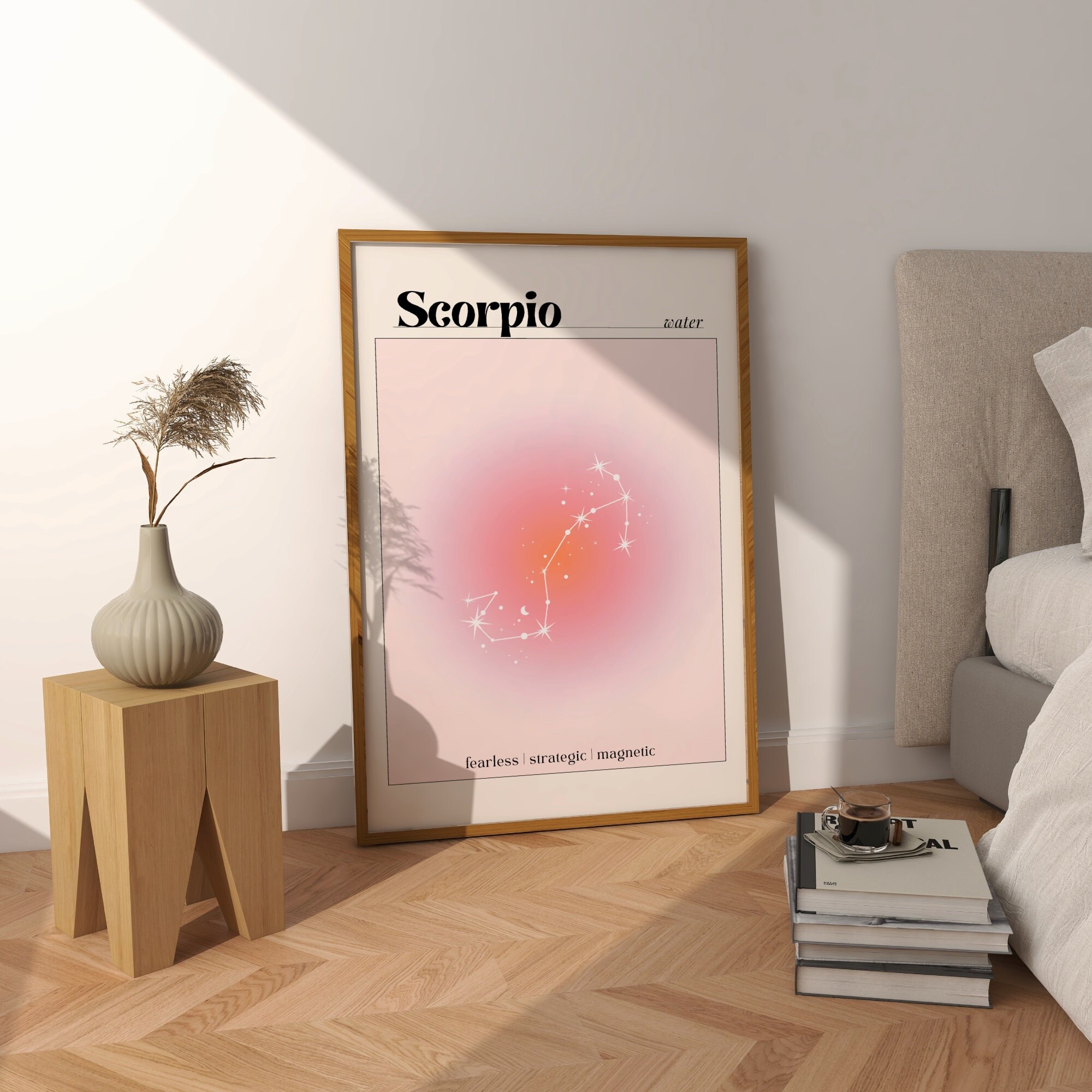 Scorpio Poster, Pastel Pink Aura Print, Y2K Aesthetic Wall Art, Gift ...