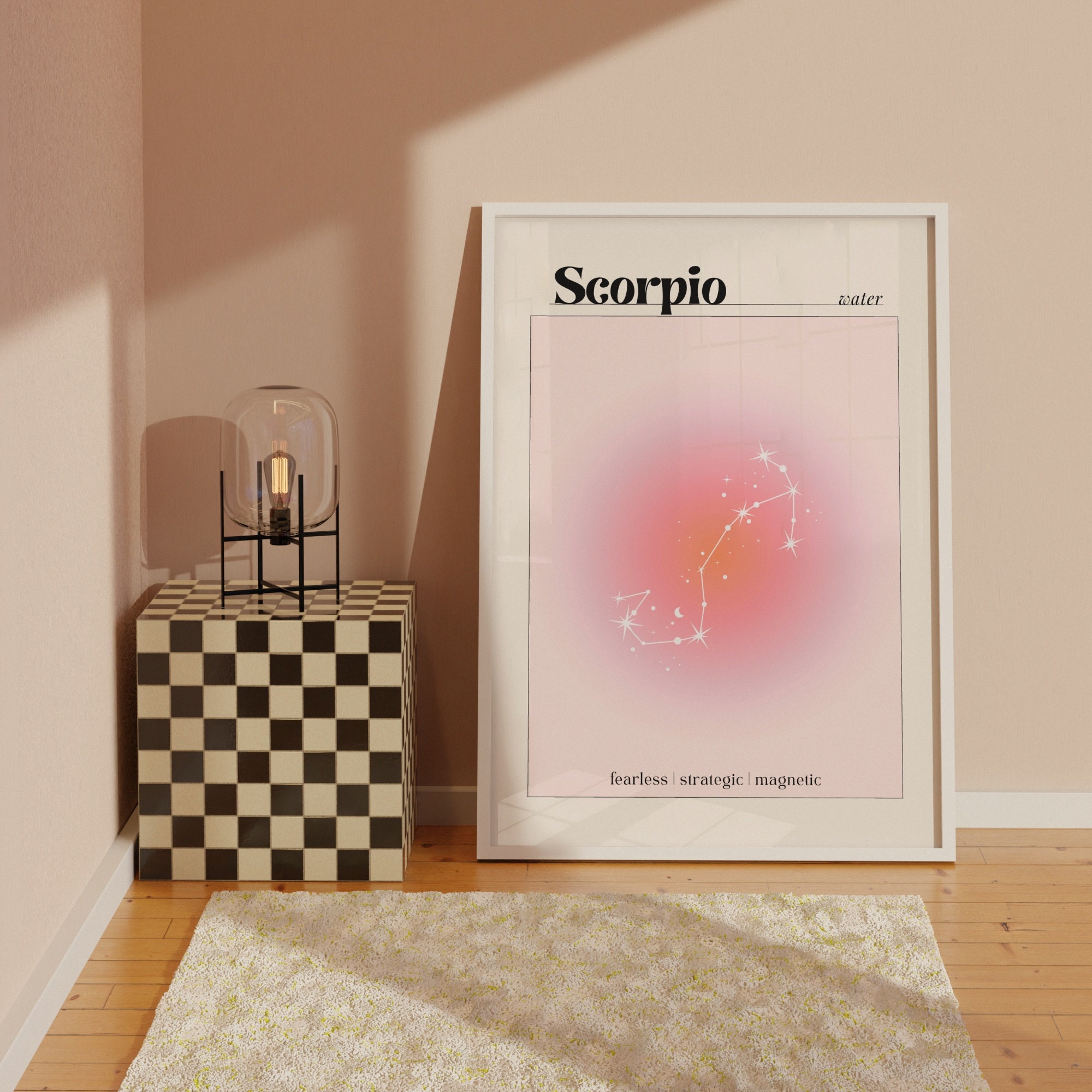 Scorpio Poster, Pastel Pink Aura Print, Y2K Aesthetic Wall Art, Gift ...