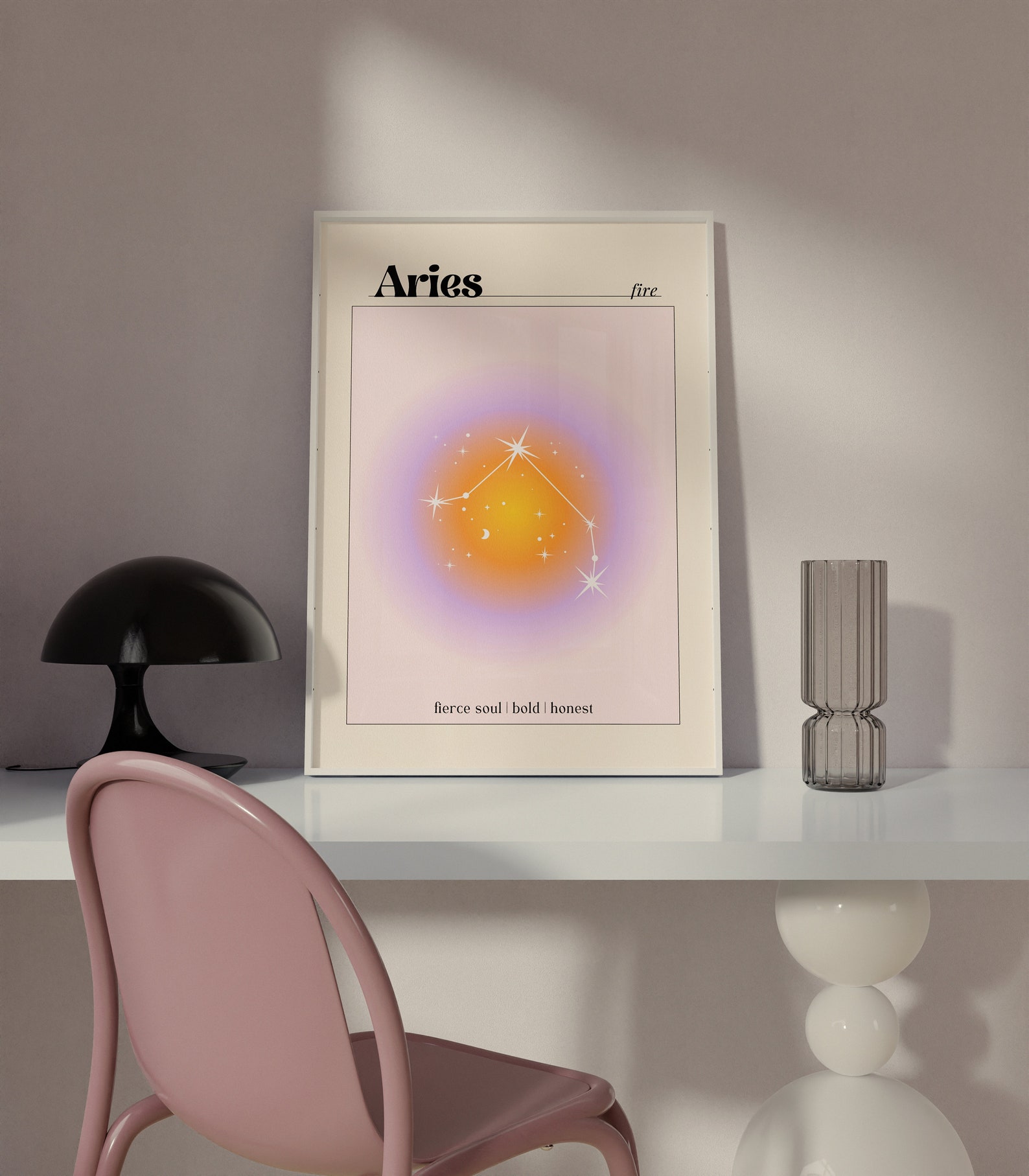 Aries Aura Poster Purple Zodiac Sign Circle Gradient - Etsy