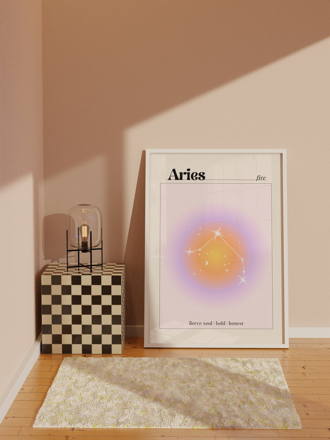 Aries Aura Poster, Purple Zodiac Sign, Circle Gradient, Spiritual Print ...
