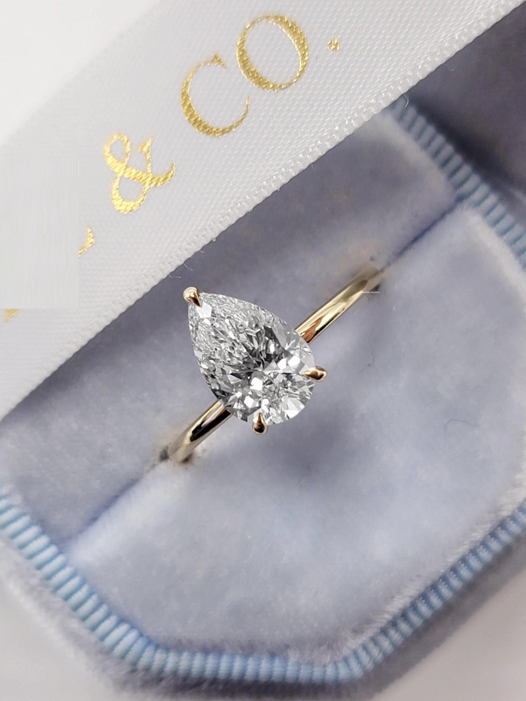 2 Carat Pear Shape Diamond Dainty Ring Engagement Ring Delicate Ring ...