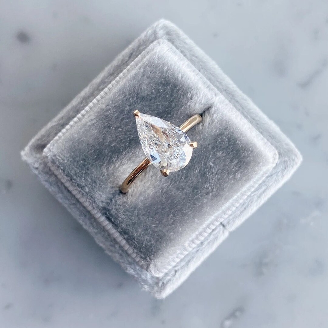 Pear Cut Moissanite Engagement Ring Pear Shape Wedding Ring Pear Cut ...