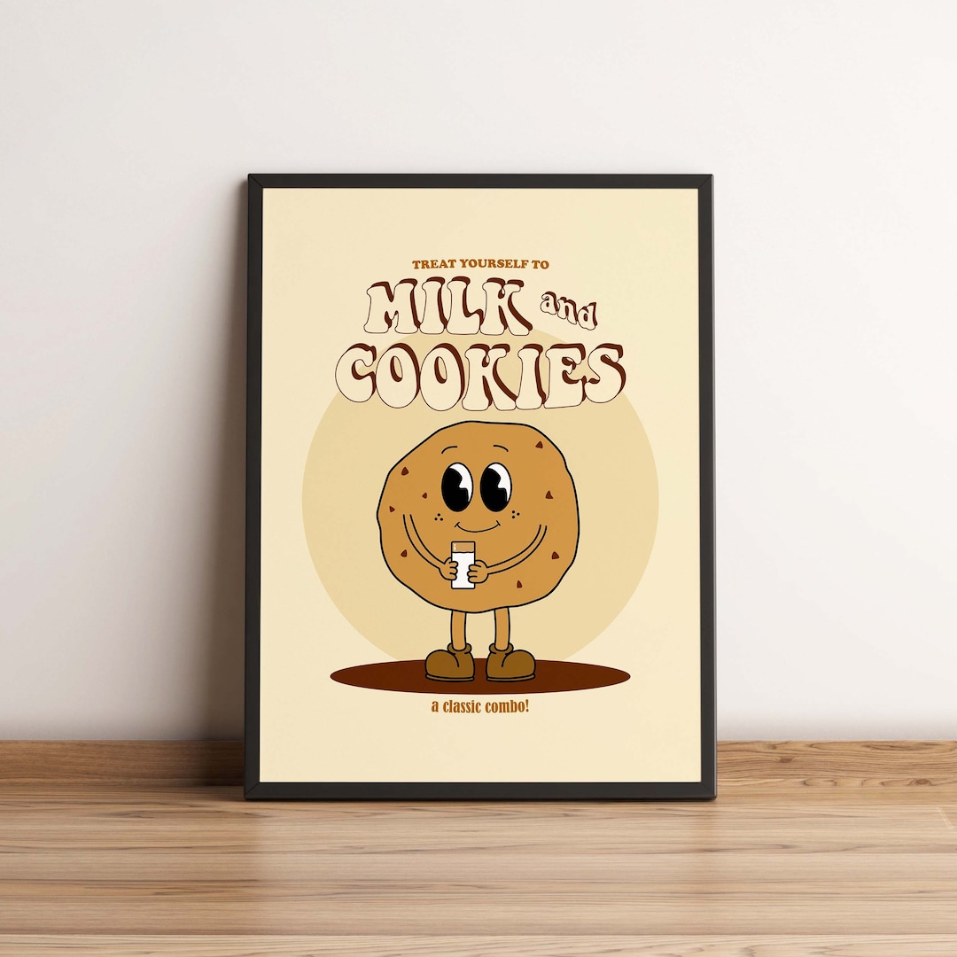 Retro Cookie Poster, Retro Character Wall Print, Retro Food Poster ...