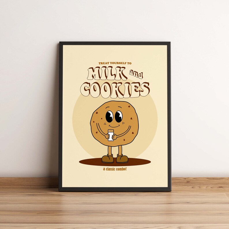 Retro Cookie Poster Retro Character Wall Print Retro Food - Etsy