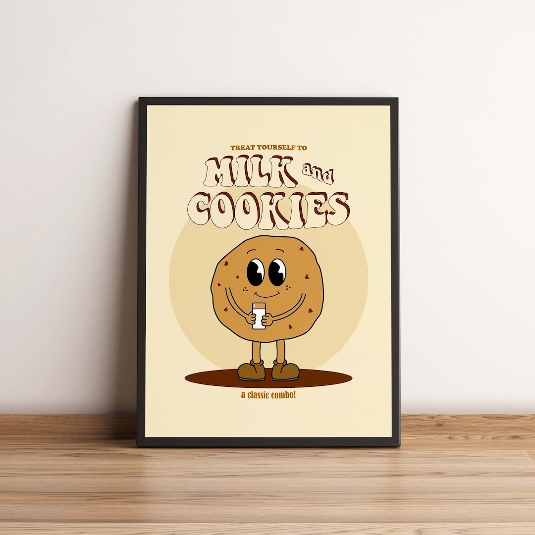 Retro Cookie Poster, Retro Character Wall Print, Retro Food Poster ...