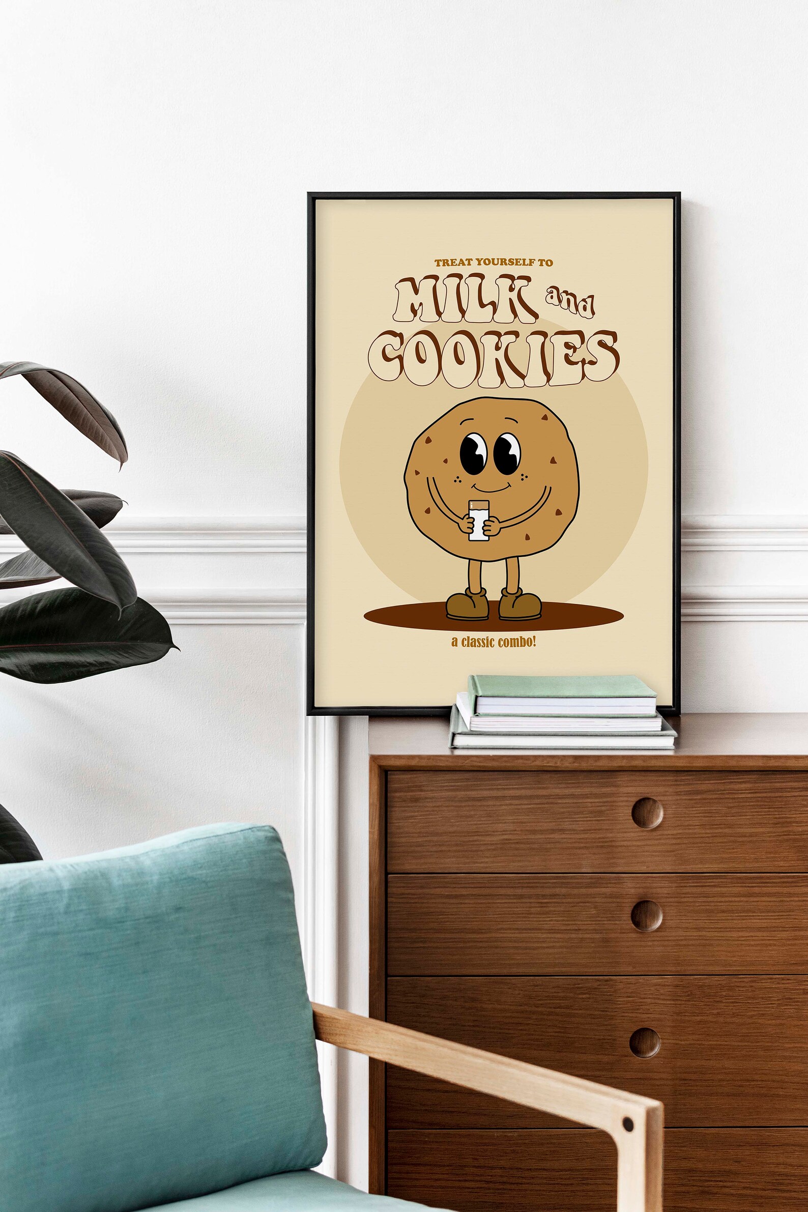 Retro Cookie Poster, Retro Character Wall Print, Retro Food Poster ...