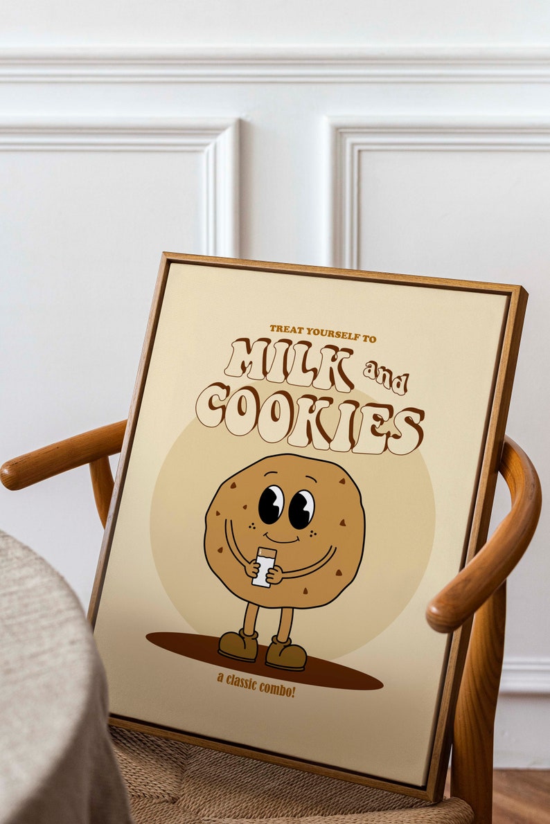 Retro Cookie Poster, Retro Character Wall Print, Retro Food Poster ...