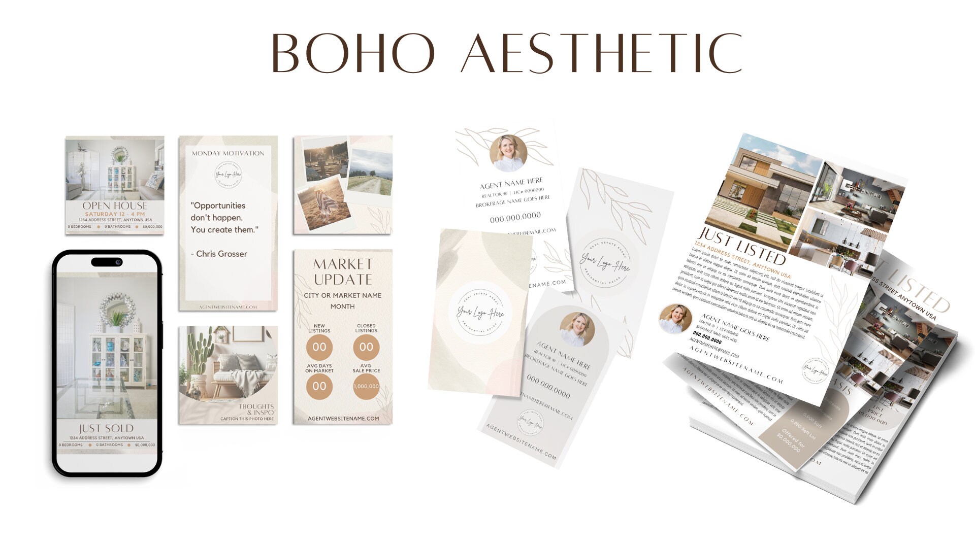 Boho Aesthetic Complete Agent Branding & Marketing Suite - Etsy