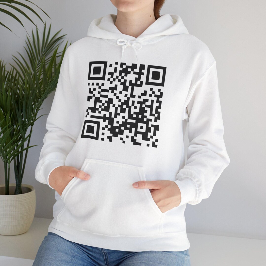 Rick Roll Rickroll QR Code Rick Astley Never Gonna Give You up Adult Heavy Blend Hooded ...