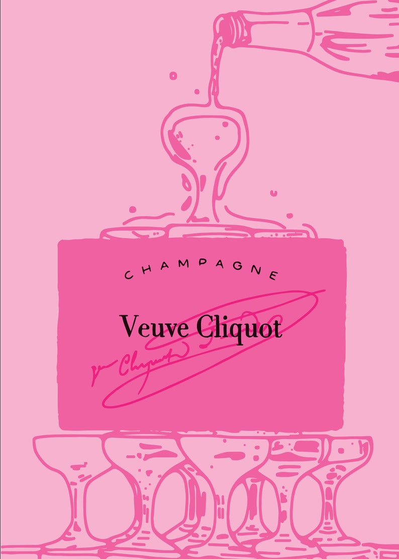 Pink Champagne Tower Art Print, Cute Wall Decor, Preppy Wall Art ...