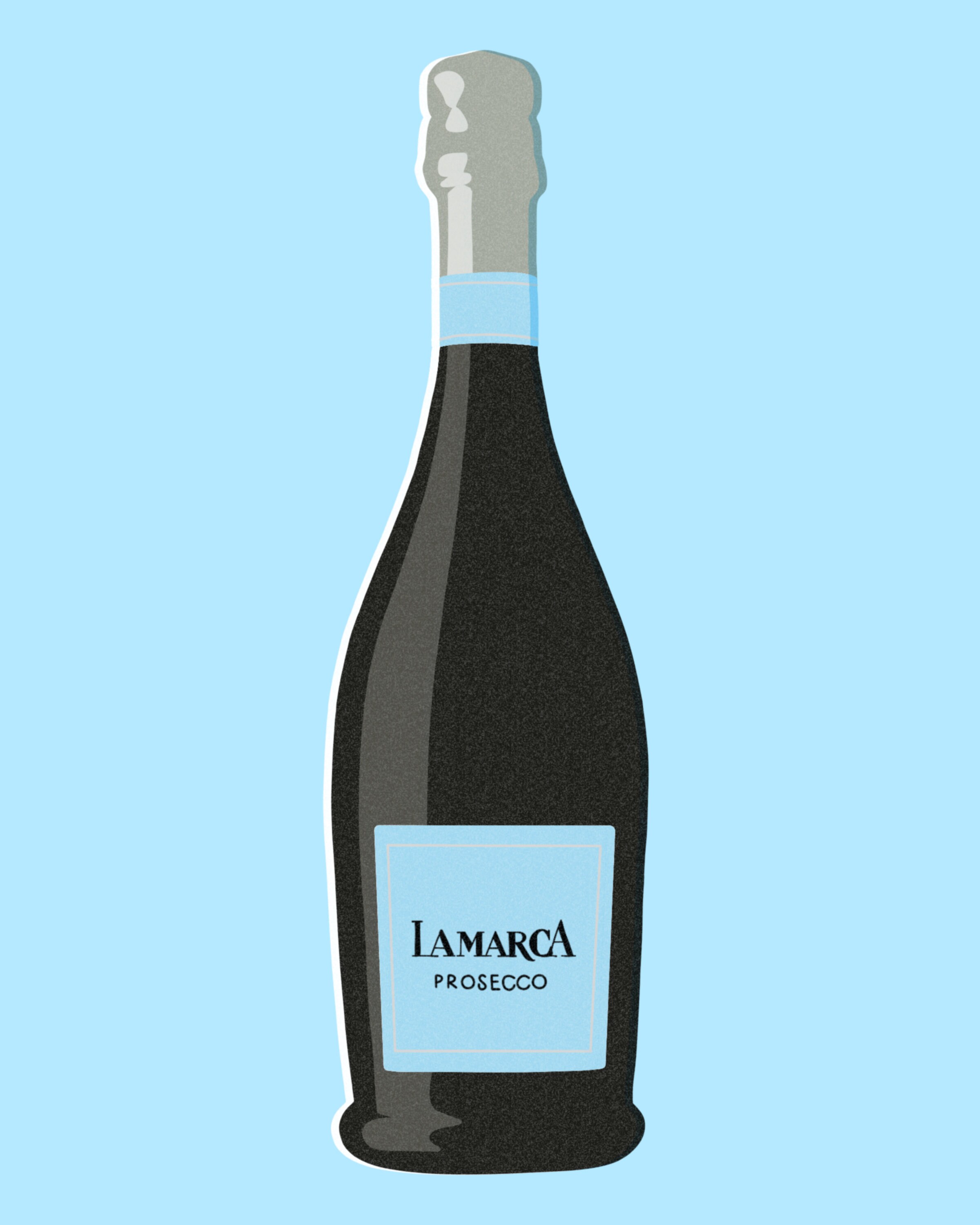 Trendy Prosecco Art Print, Champagne Bottle Wall Decor, Blue Cool Print ...