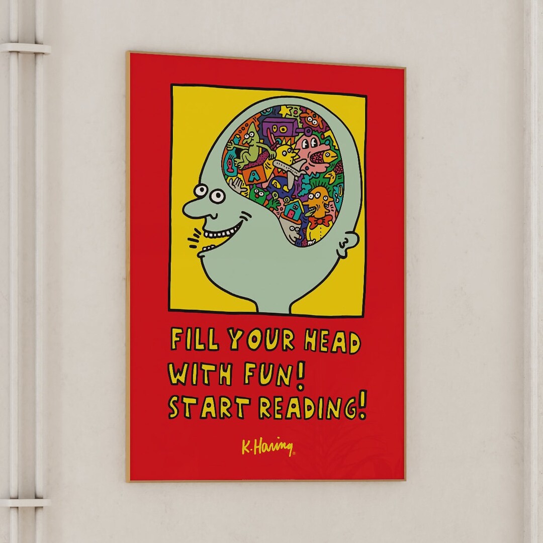 Start Reading Keith Haring Vintage Art Poster 1990s - Etsy