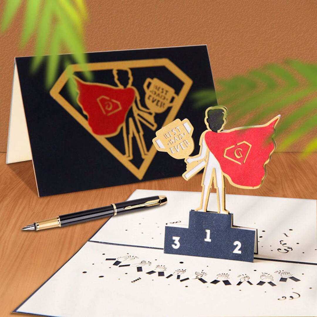 Father's Day Card Superman Dad 3D Pop up Greeting Card for Him, Foster ...