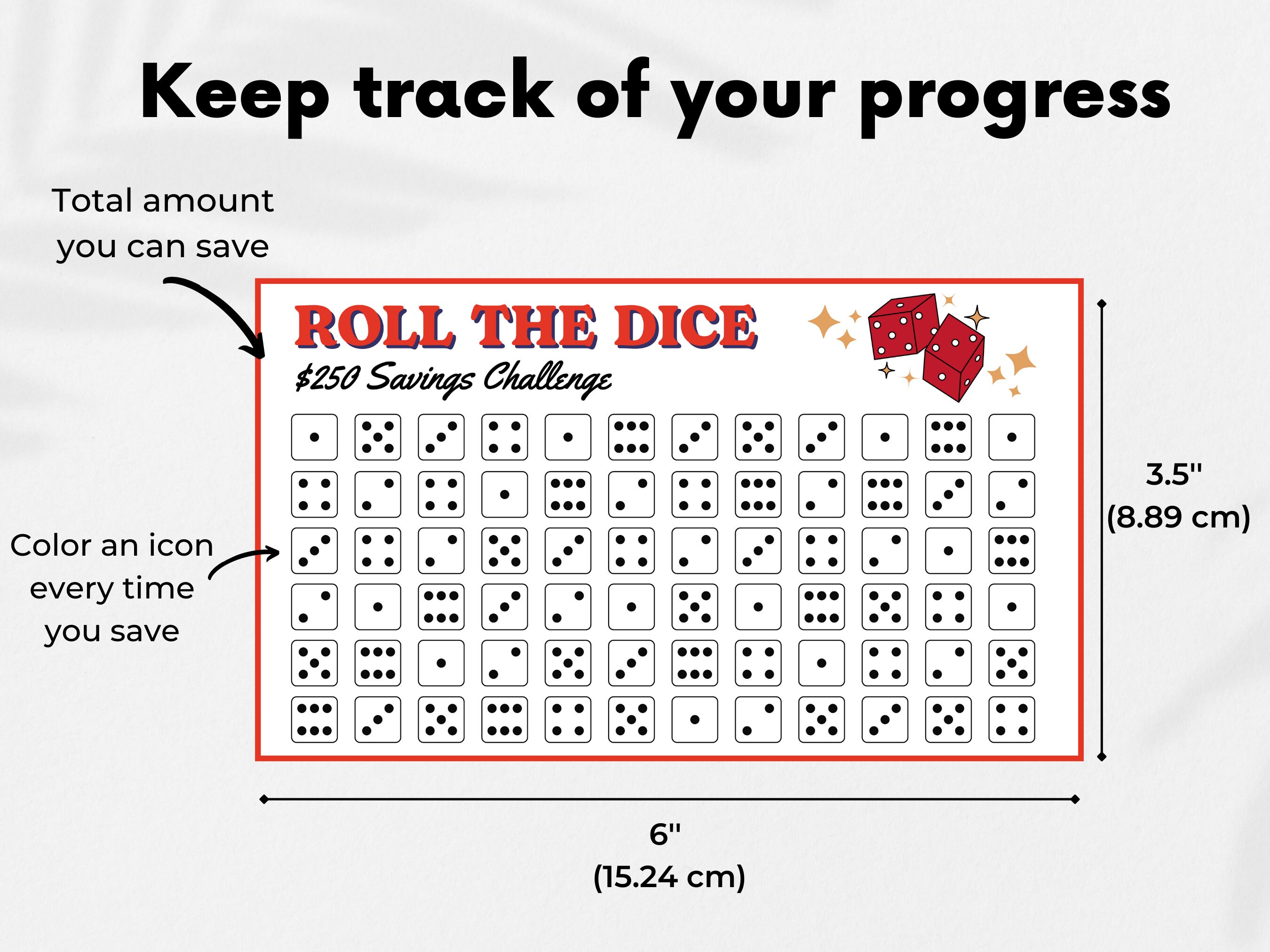 Roll the Dice Savings Challenge, A6 Savings Tracker, for A6 Budget ...