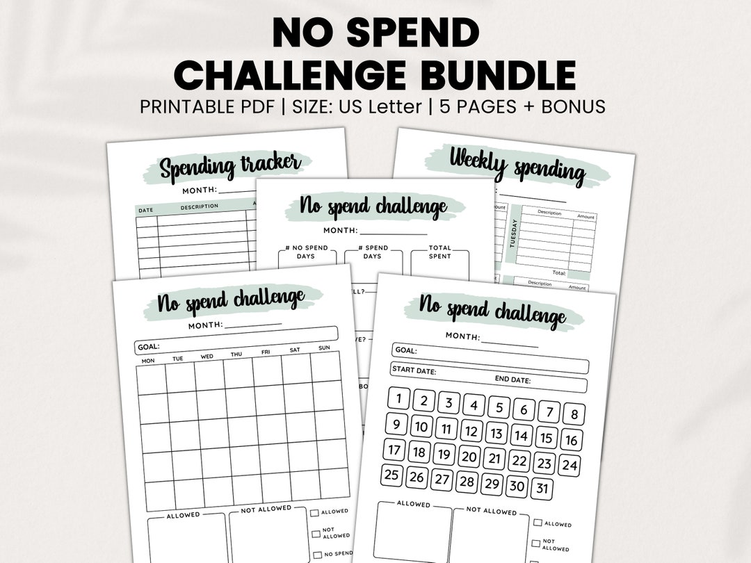 No Spend Challenge Bundle, Emergency Fund Savings Challenge, No Spend ...