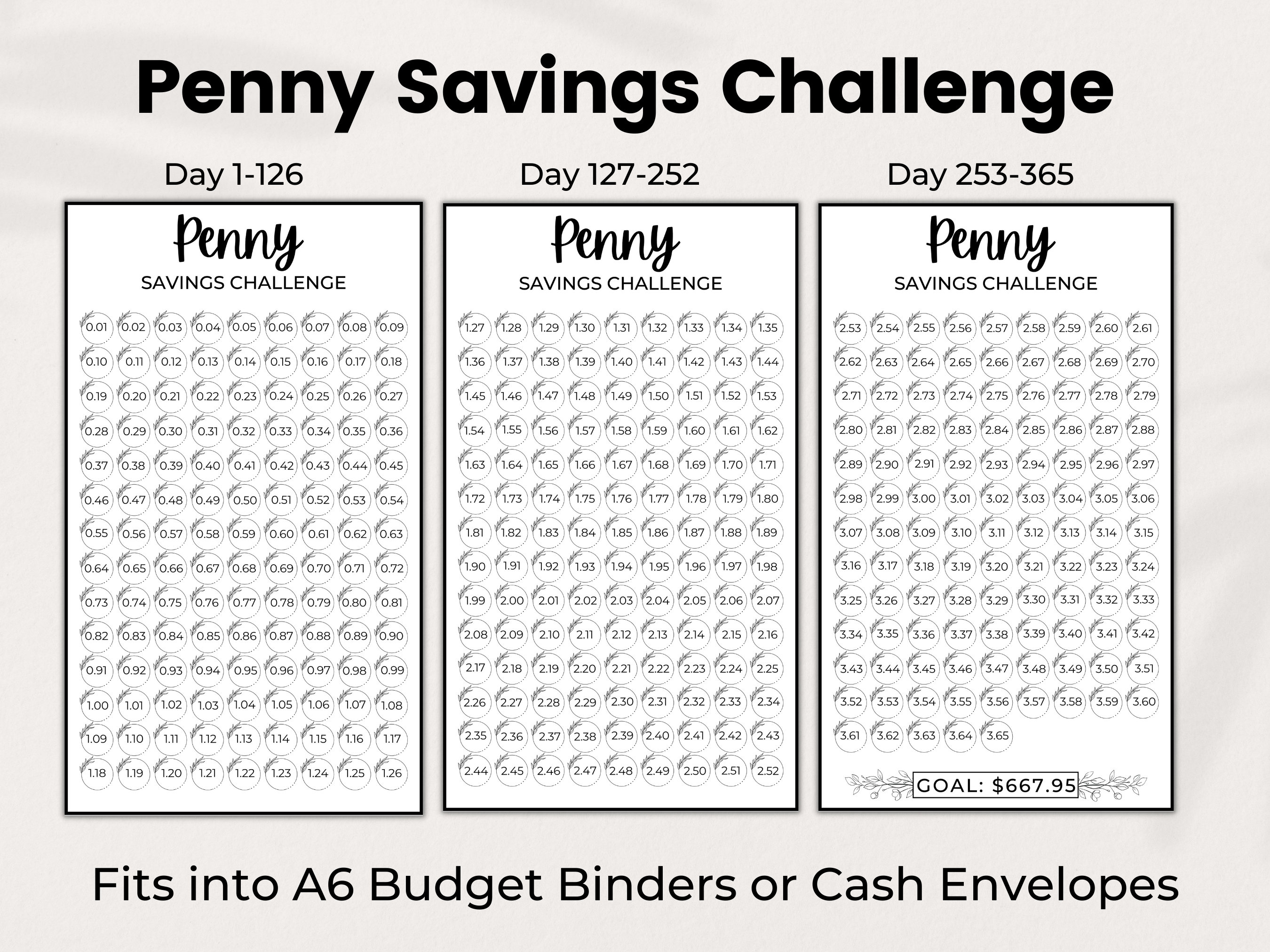 1p Savings Challenge A6 Penny Savings Challenge 1p - Etsy